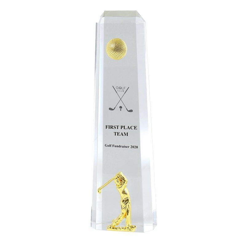 Crystal Golf Award 66071 Clear Gold - Medal Supplier | Award Ribbon ...